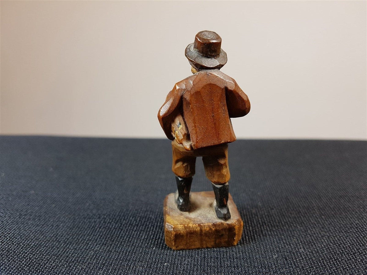 Antique Miniature Hand Carved Wood Man Wooden Carving Statue Sculpture