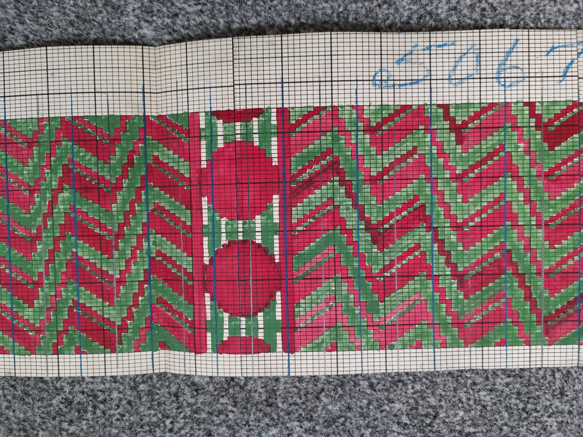 Antique Scottish Lace Pattern on Paper Hand Colored Victorian Original