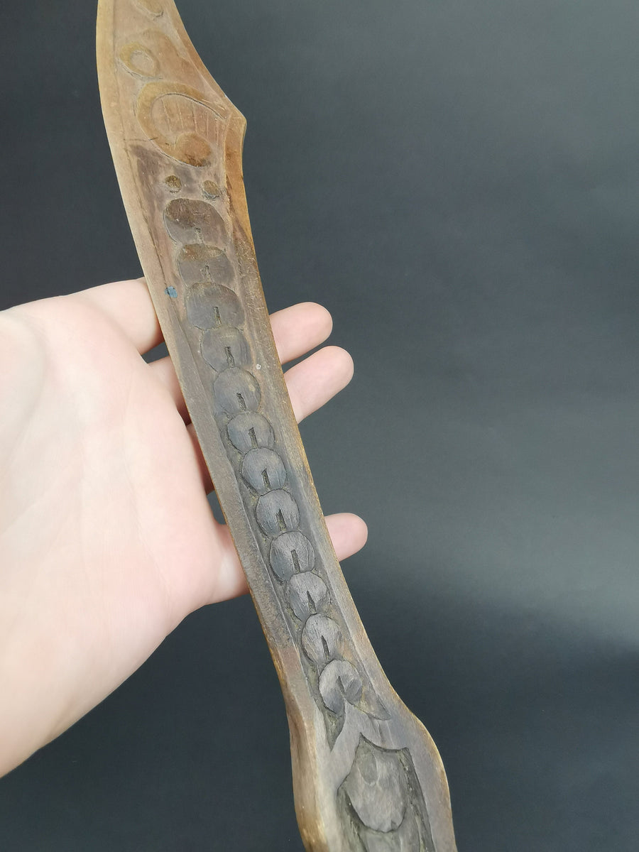 Antique Carved Wood Dagger Sword Hanging Carving Wooden Folk Art Hand